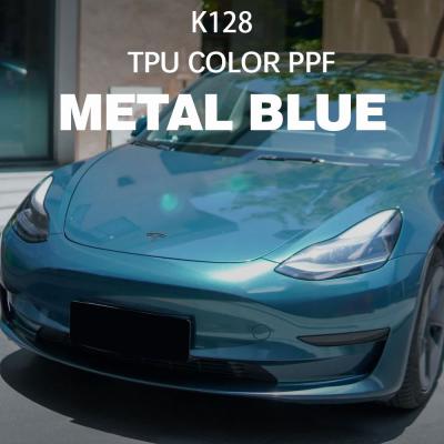 China K128 Metal Azul TPU Cor Pintura de Carro Película de Proteção de Pintura Metal Vinyl Wrap à venda