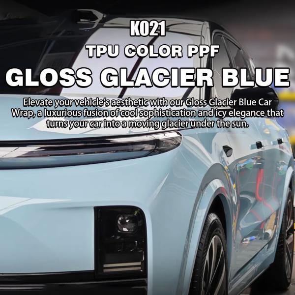 Quality K021 Gloss Glacier Blue TPU Car Colored Ppf Wrap Vinyl Auto Wrap for sale