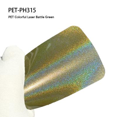 Cina PET-PH315 PET Laser Battle Green Car Vinyl Wrap Sticker Anti Scratch Colorato in vendita