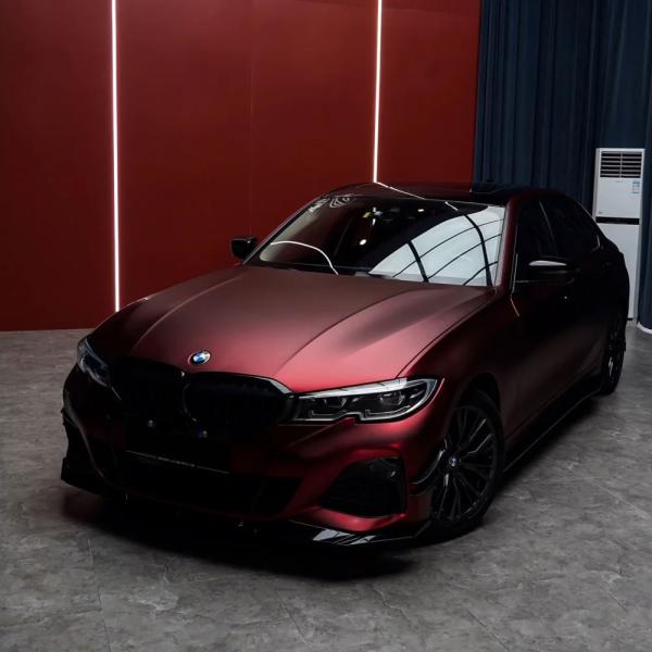 Quality PET-PD122 PET Super Matte Restorable Romania Red 7.5mil Color Car Vinyl Film for sale