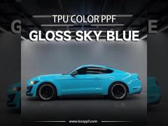 K016 Glanzend hemelblauw TPU-kleur autoverf beschermende film decoratieve autofolie