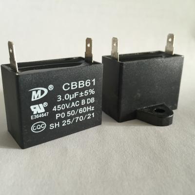 China Single pin with ear CBB61 self-healing AC motor capacitor(MD CQC UL) for sale