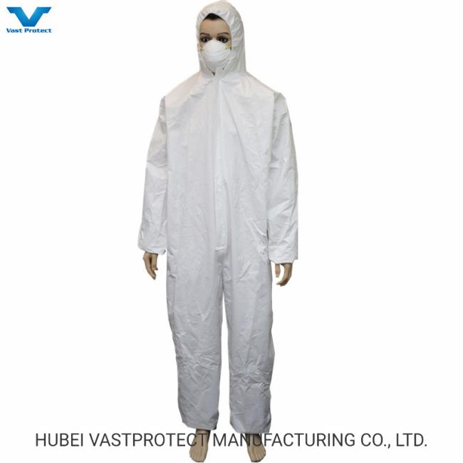 PPE Industrial Safety Waterproof Breathable Chemical White Disposable Overalls