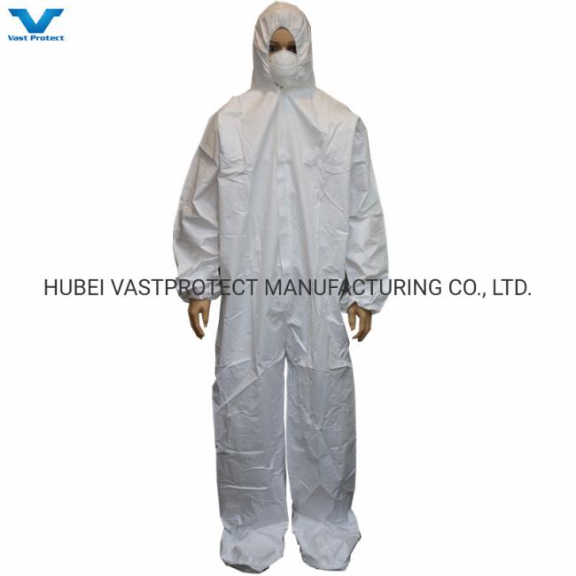 PPE Industrial Safety Waterproof Breathable Chemical White Disposable Overalls