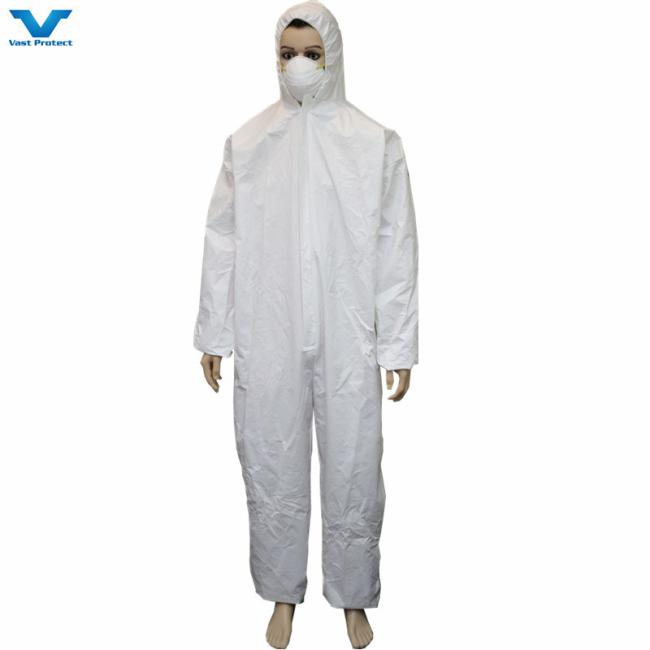 CE Cat 3 Type 5 6 Microporous White Disposable Coveralls with Bootscover