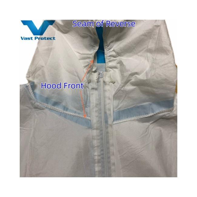 Smooth Breathable Disposable White Microporous Clothes with Hood for Cleanroom