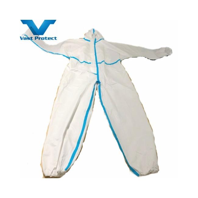 Light Disposable White Blue Sealed Seam Microporous Coat Without Boots-Cover