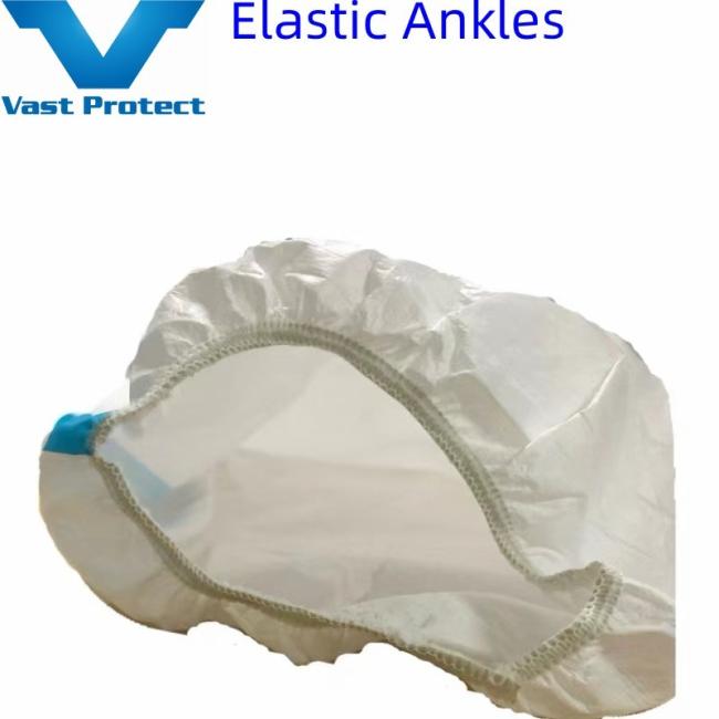 Light Disposable White Blue Sealed Seam Microporous Coat Without Boots-Cover