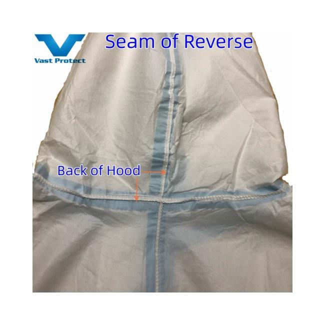 Light Disposable White Blue Sealed Seam Microporous Coat Without Boots-Cover