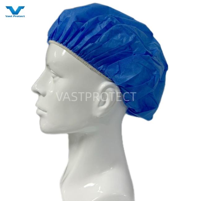 ISO Factory Selling Disposable Blue 18g PP Clip/Mob/Bouffant Cap for Food Processing