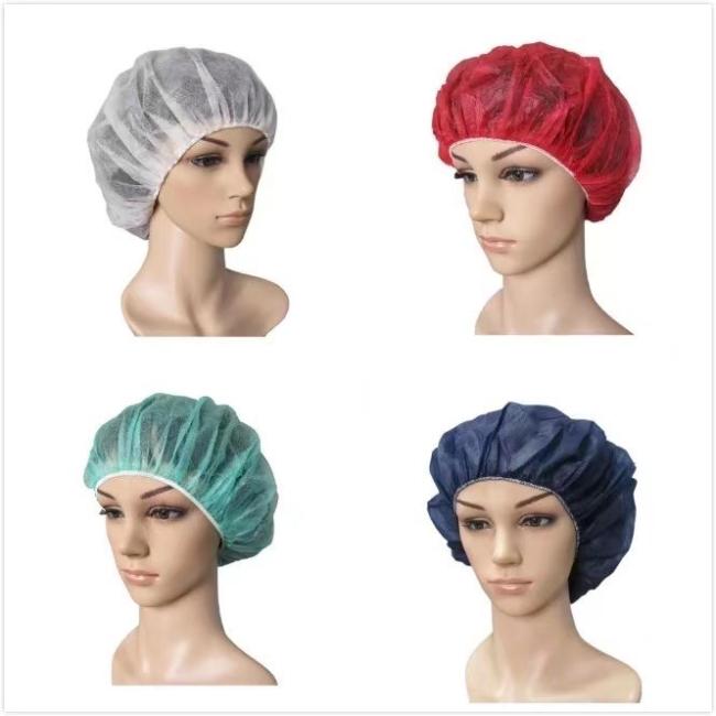 21&quot; 24&quot; 10GSM 14GSM White Blue Red Pink Hair Elastic Nonwoven PP Disposable Hairnet Round Bouffant Cap