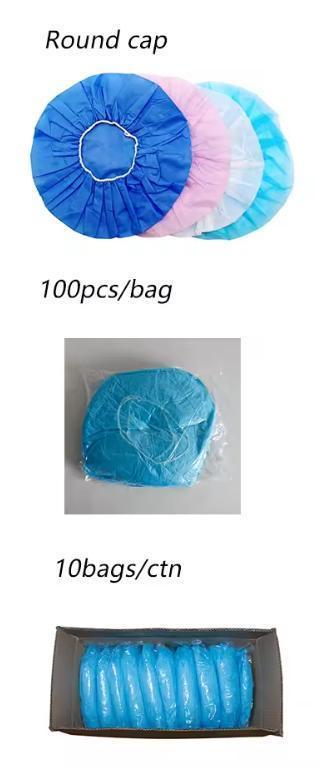 18" 19" 21" 24" Inches 10GSM 12GSM White Blue Green Pink Red Purple Orange Single Ply Polypropylene PP Disposable Bouffant Caps 100 Per Bag 1000 Per Carton