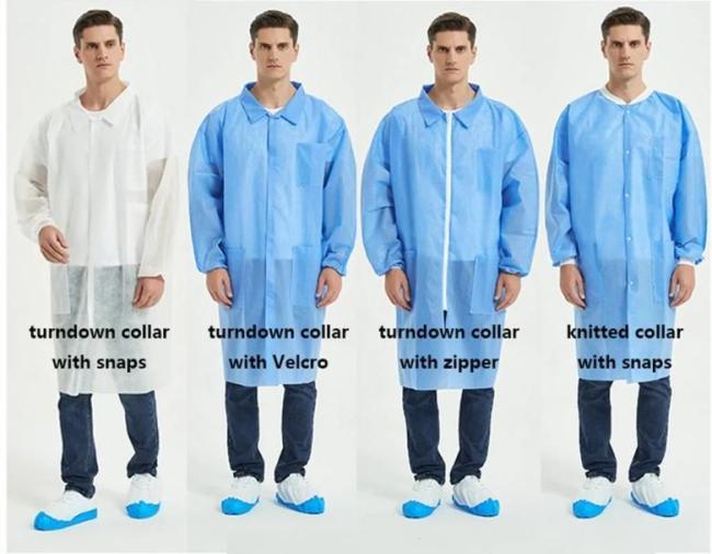 OEM Manufacturer Food Processing Non-Woven PP Jacket Disposable Lab Coat