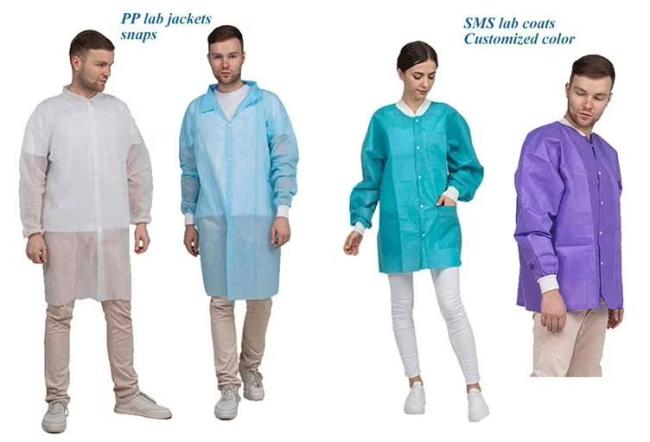 OEM Manufacturer Protective Medical Visitor Disposable Lab Coat with Buttons/Zipper/Magic Tape