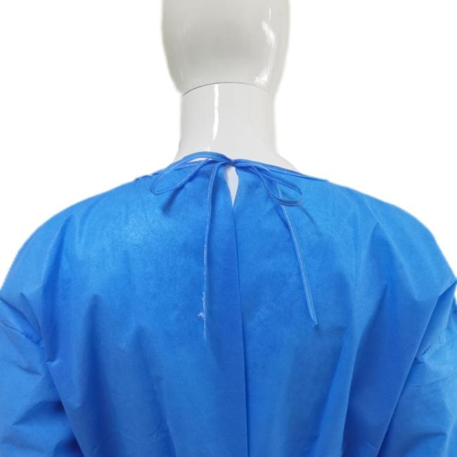 SMS Fabric Disposable Gown Waterproof Soft PPE Wholesale Visit Gown with Knitted Cuffs