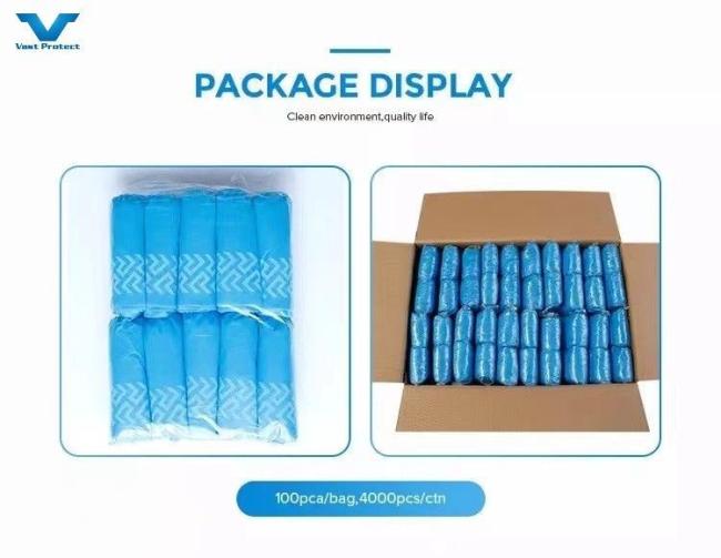 PP+CPE Anti-Slip Blue&White Wholesale Disposable Protection Shoe Cover