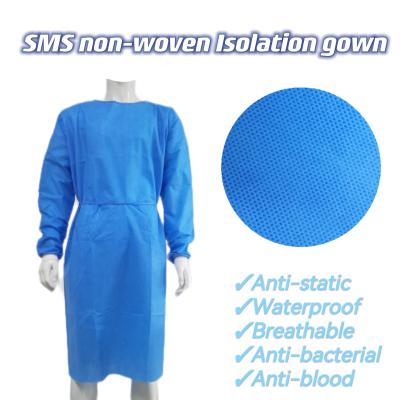 China 45 gram Ronde nek chirurgische jurk waterdicht antibloed anti alcohol sms niveau 2 3 Te koop