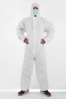 China Disposable PPE Waterproof Breathable Type 56 Cat 3 White Coverall for Protection for sale