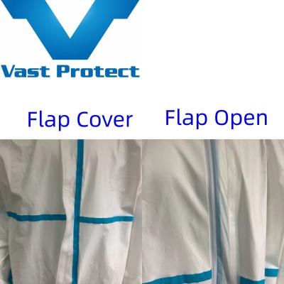 Cina 202 X 128 cm Microfilm Tissu Coverall con cappuccio e blu Tape Protective Clothing in vendita