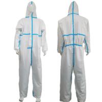 China Customized Request Type4/5/6 Isolation Coverall with Blue Strip and Hood Without Boot for sale