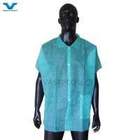 China Open Fronted Custom White PP SMS Microporous Uniform Visitor Coat for sale