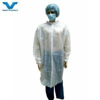 China Microporous PP SMS Disposable Lab Coat With Button Professional Customizable for sale