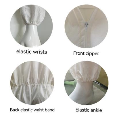 Cina CE EN14126 Protective Microporous Nonwoven Disposable Hooded Zipper Coveralls per la sicurezza in vendita