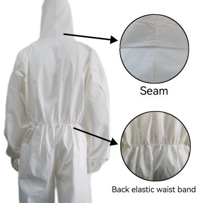 Cina CE EN14126 Protective Microporous Nonwoven Disposable Hooded Zipper Coveralls per la sicurezza in vendita