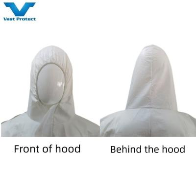 Cina CE EN14126 Protective Microporous Nonwoven Disposable Hooded Zipper Coveralls per la sicurezza in vendita