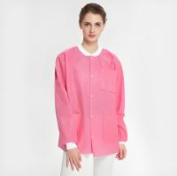 China Closure Button Microporous/PP/SMS Disposable Lab Coat with Snaps Buttons OEM Accepted for sale