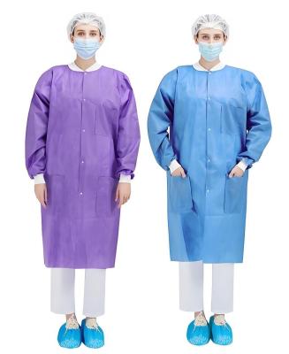 China VPT601 Disposable SMS Lab Coats with Ce Certificate and Cotton Knitted Cuff for sale