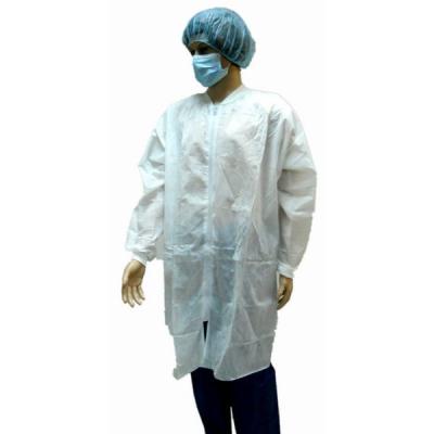 China Elastic Cuff Zipper Magic Tape Velco Pockets Non-Woven PP Lab Coat for M L XL XXL Sizes for sale