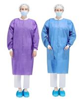 China White Blue Spunbounded Polypropylene PP Disposable Full Length Lab Coat with Pockets for sale