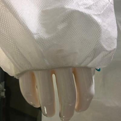 Китай 400 Микропорозное белое лабораторное пальто Tyvek без карманов эластичные запястья и передняя часть продается