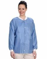 China Protective Polypropylene SMS Disposable Lab Coat Blue with Pockets for sale