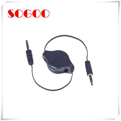 China Black / White Retractable Cable Assembly , 3.5mm Retractable AUX Cable for sale