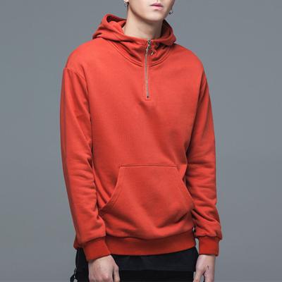 China Custom Solid Color Half Zip Blank Cotton Fashion Pullover hoodies for Men for sale