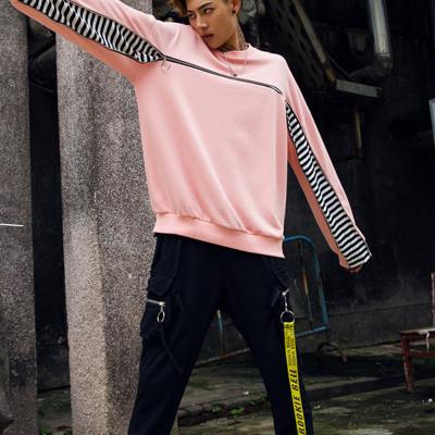 China Hot Custom Zipper Design Blank Cotton Mens Crew Neck Fashion Oversized Streetwear Sweatshirts for sale