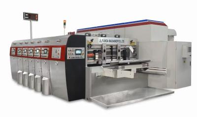 China White Color G6-0920 All Computer Controled Pressure Free Feed Structure Lead Edge Vacuum Transfer 4 Color Printer + Slotter + Die Cutter + Vibrator + Stacker for sale