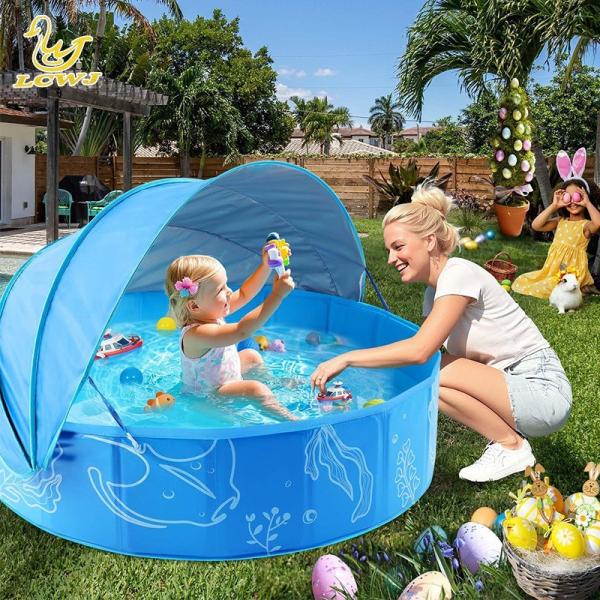 Quality The PVC multi-purpose pet pool and children's bouncy ball pit or indoor and outdoor toy pool with a sunshade are lightweight and easy to carry and fold for sale