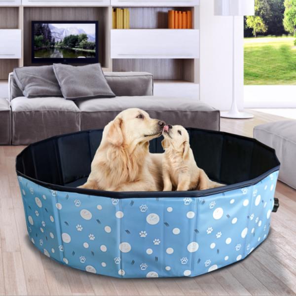 Quality Nontoxic Foldable dog pool featuring built-in drainage plug ideal for outdoor indoor easy to clean and store pet water basin for sale