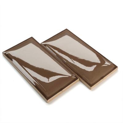 China Bread Look Coloured Ceramic Wall Tiles Brown Color Simple Design 75 X 150mm for sale