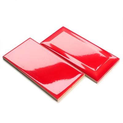China Acid Resistant Colorful Kitchen Wall Tiles Red Subway Tile Kitchen Backsplash for sale