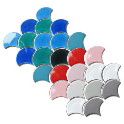China Fan Shape Porcelain Mosaic Decoration Wall Tiles For Living Room for sale