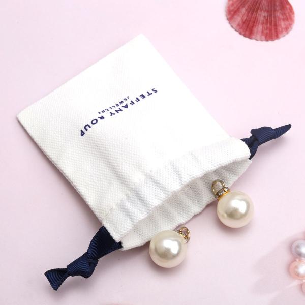 Quality Satin Ribbon String Jewelry Dust Bag White Customized 8x10cm for sale