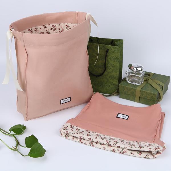 Quality Square Bottom Canvas Cosmetic Bag Dustproof with Pink Shoe Handbag Packing for sale