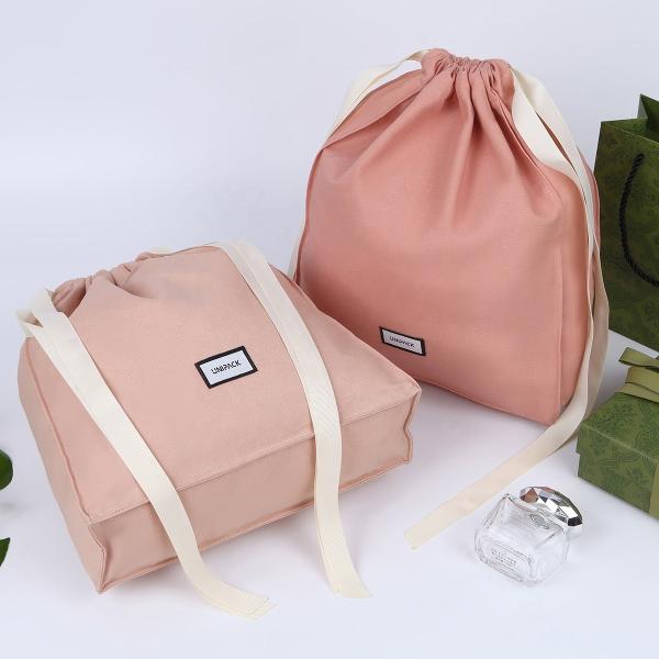 Quality Square Bottom Canvas Cosmetic Bag Dustproof with Pink Shoe Handbag Packing for sale