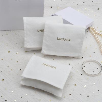 Quality Custom Logo Brush Canvas Envelope Bag Soft Necklace Earring Ring Jewelry Packing for sale