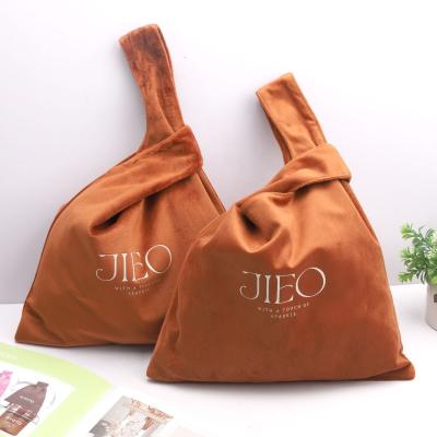 China Cosmetic Shopping Velvet Tote Bag Custom Logo Printed with Handle for sale