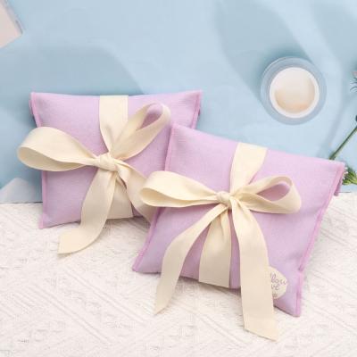 China Cotton Canvas Envelope Pouch Cosmetic Luxury Jewelry Packaging Custom Logo Printing for sale